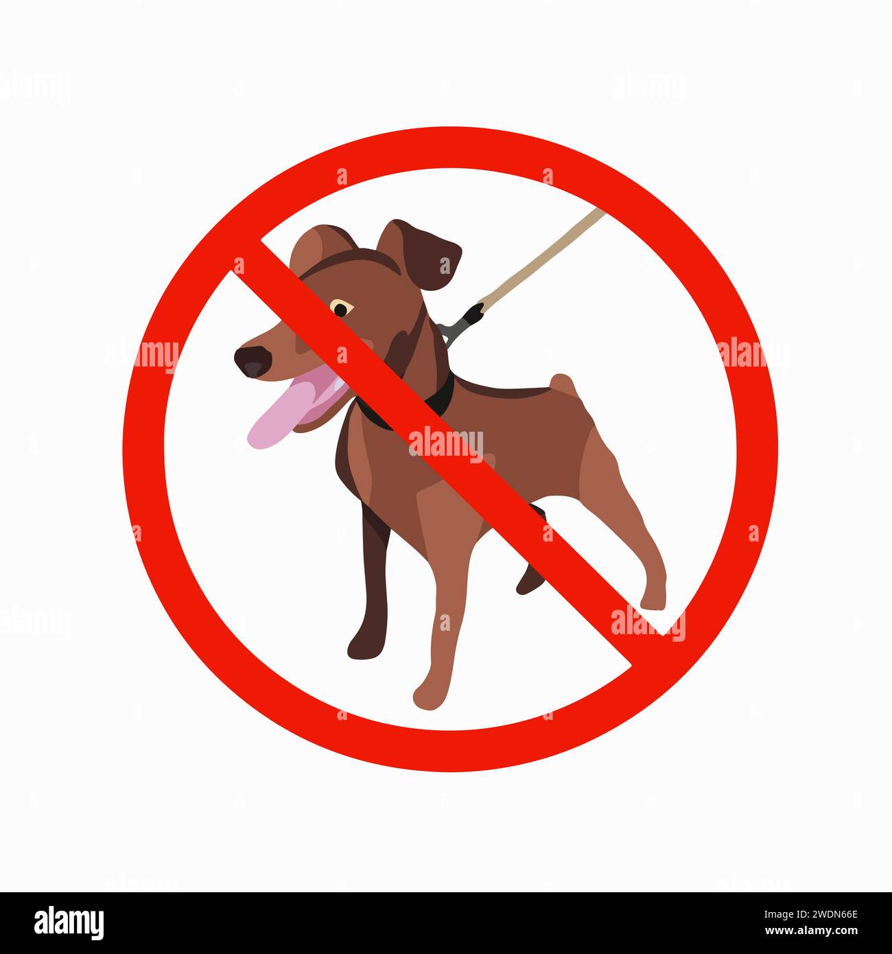 Vector isolated illustration of ban with dogs. Dogs are not allowed ...