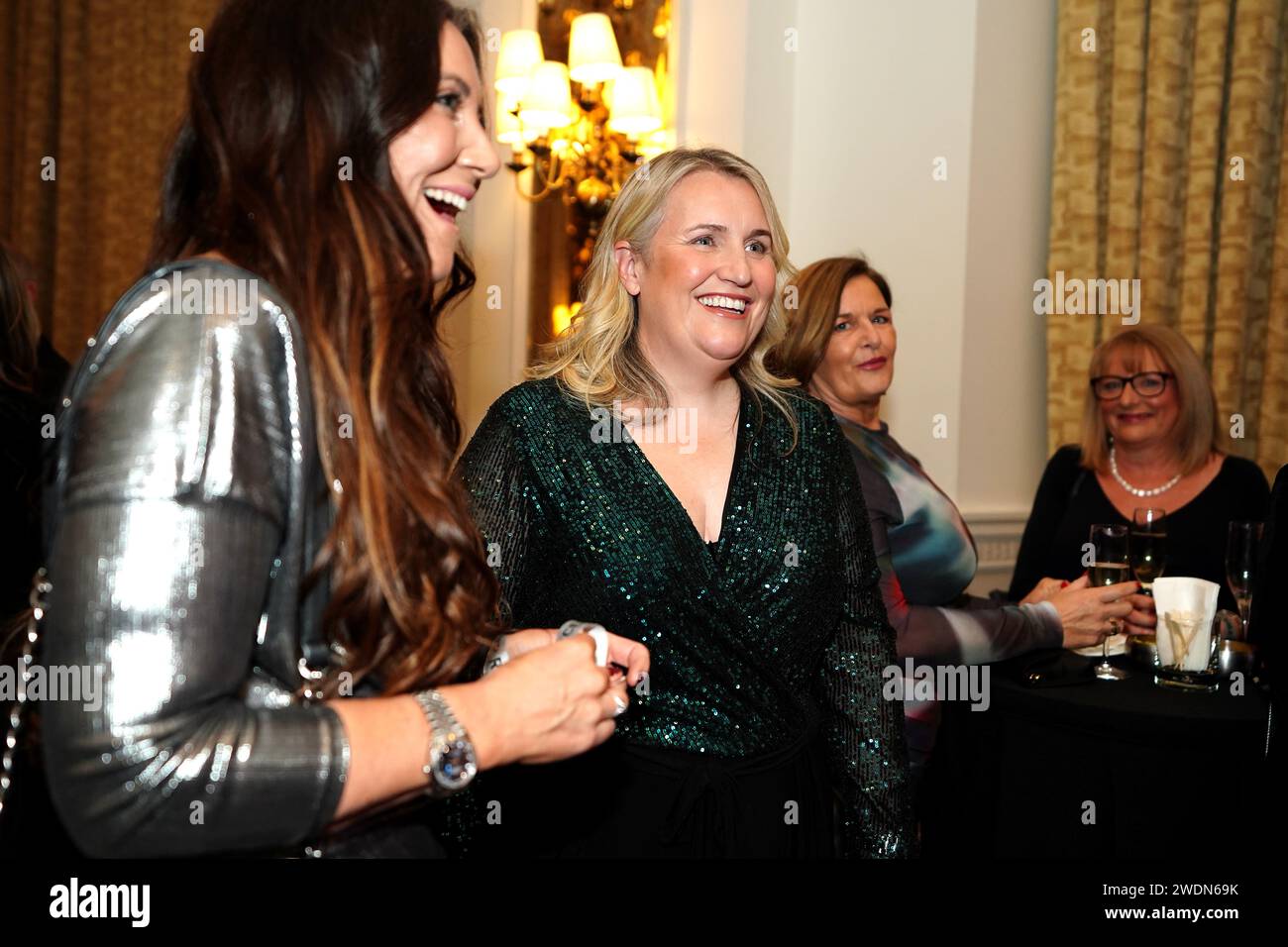Chelsea Women manager Emma Hayes (centre) during a Football Writers ...