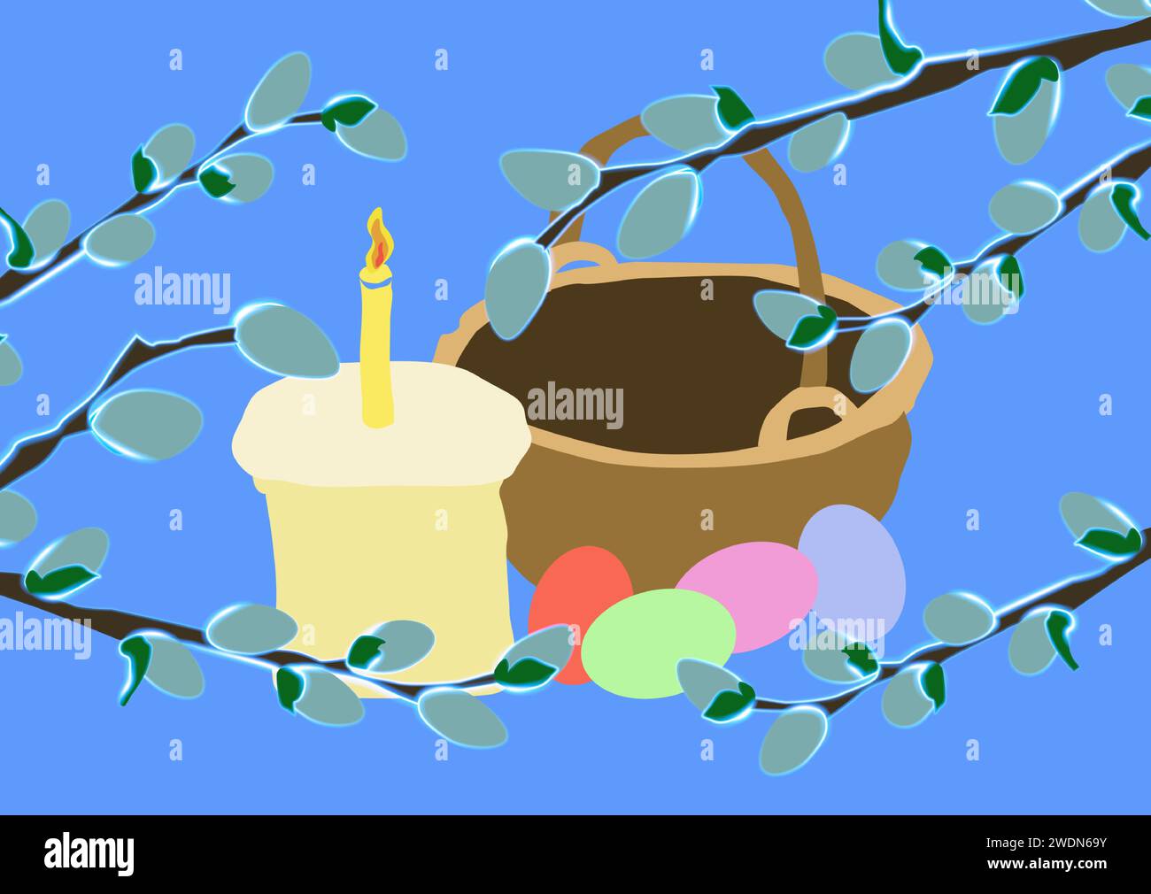 Easter still life willow Stock Vector Images - Alamy