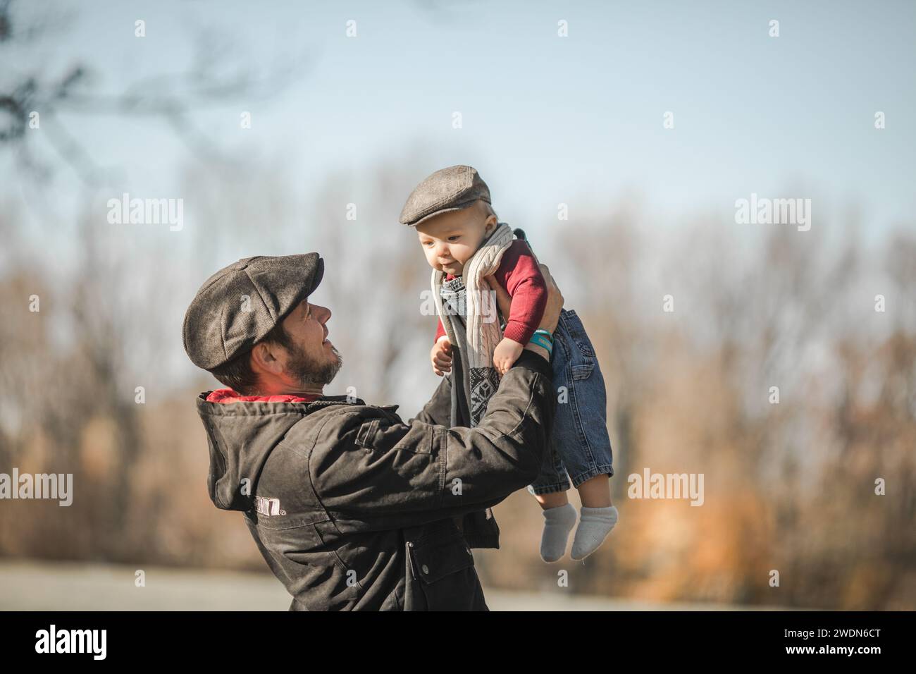 Fathers Day. Brothers and their dad enjoying time together in nature ...