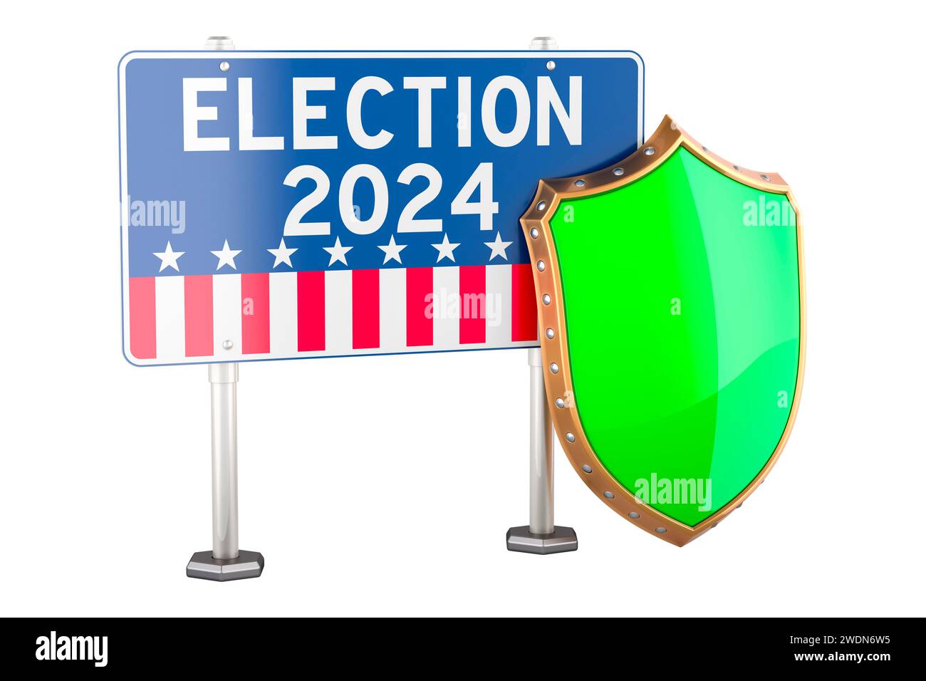 Election in the USA advertising billboard with shield, 3D rendering ...