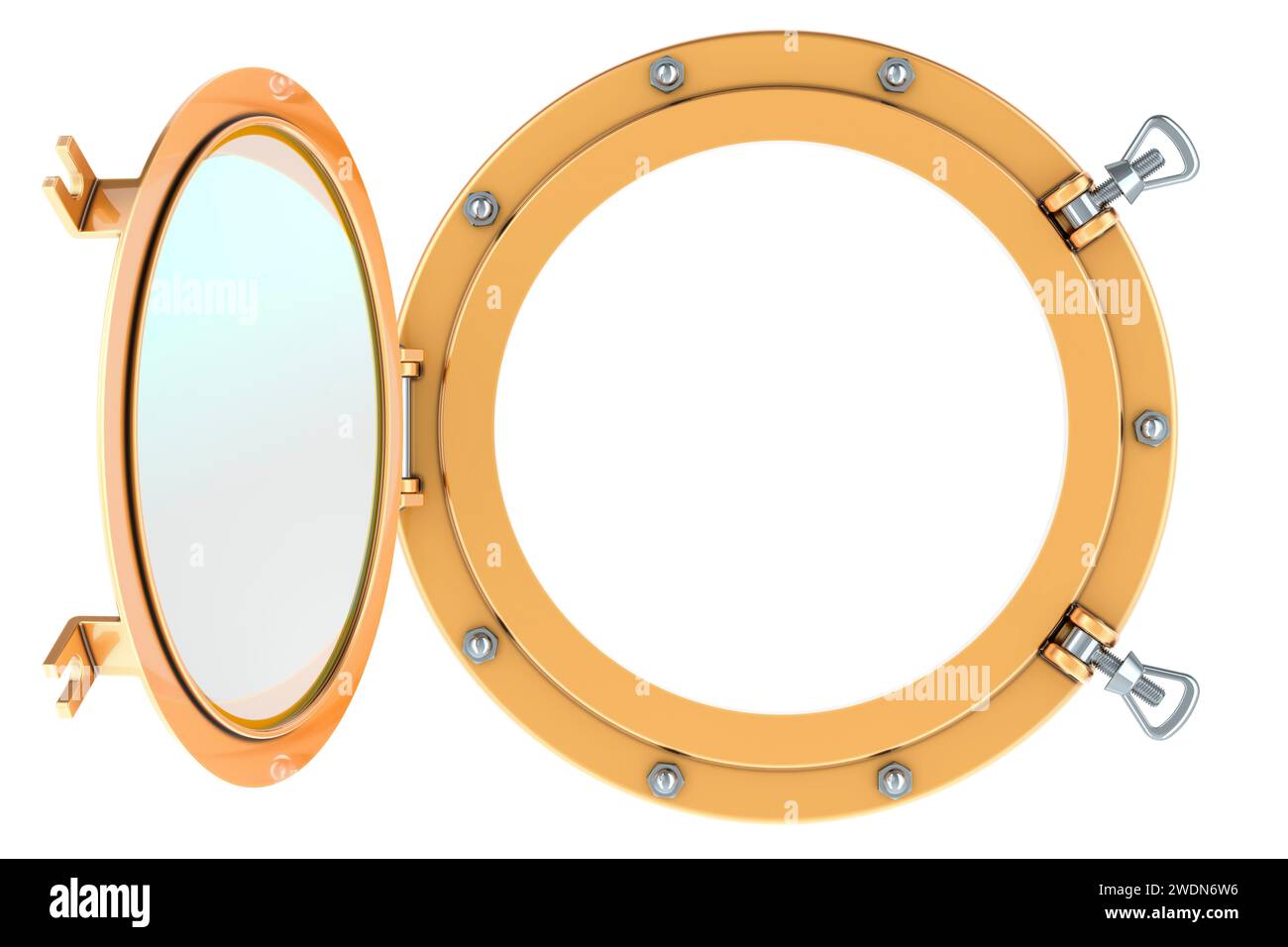 Opened Ship Porthole, 3D rendering isolated on white background Stock ...