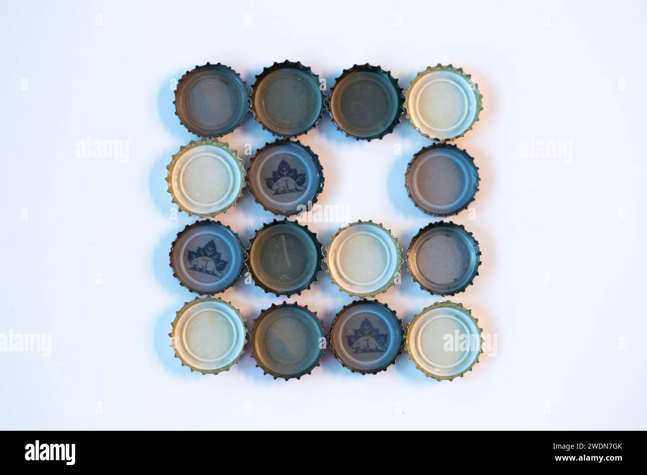 Colour version of bottle caps from soda + alcoholic beverages in a ...