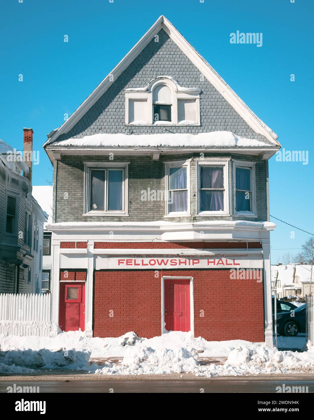 Fellowship Hall church sign in Buffalo, New York Stock Photo - Alamy