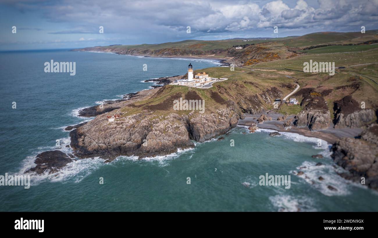 Aerial view of Killantringan lighthouse, Scotland Stock Photo - Alamy