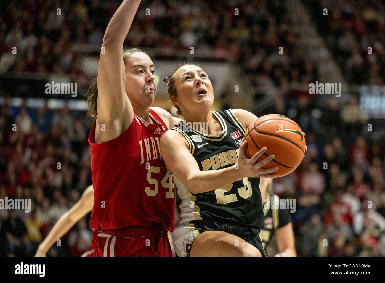 Purdue guard Abbey Ellis (23) drives past the defense of Indiana ...