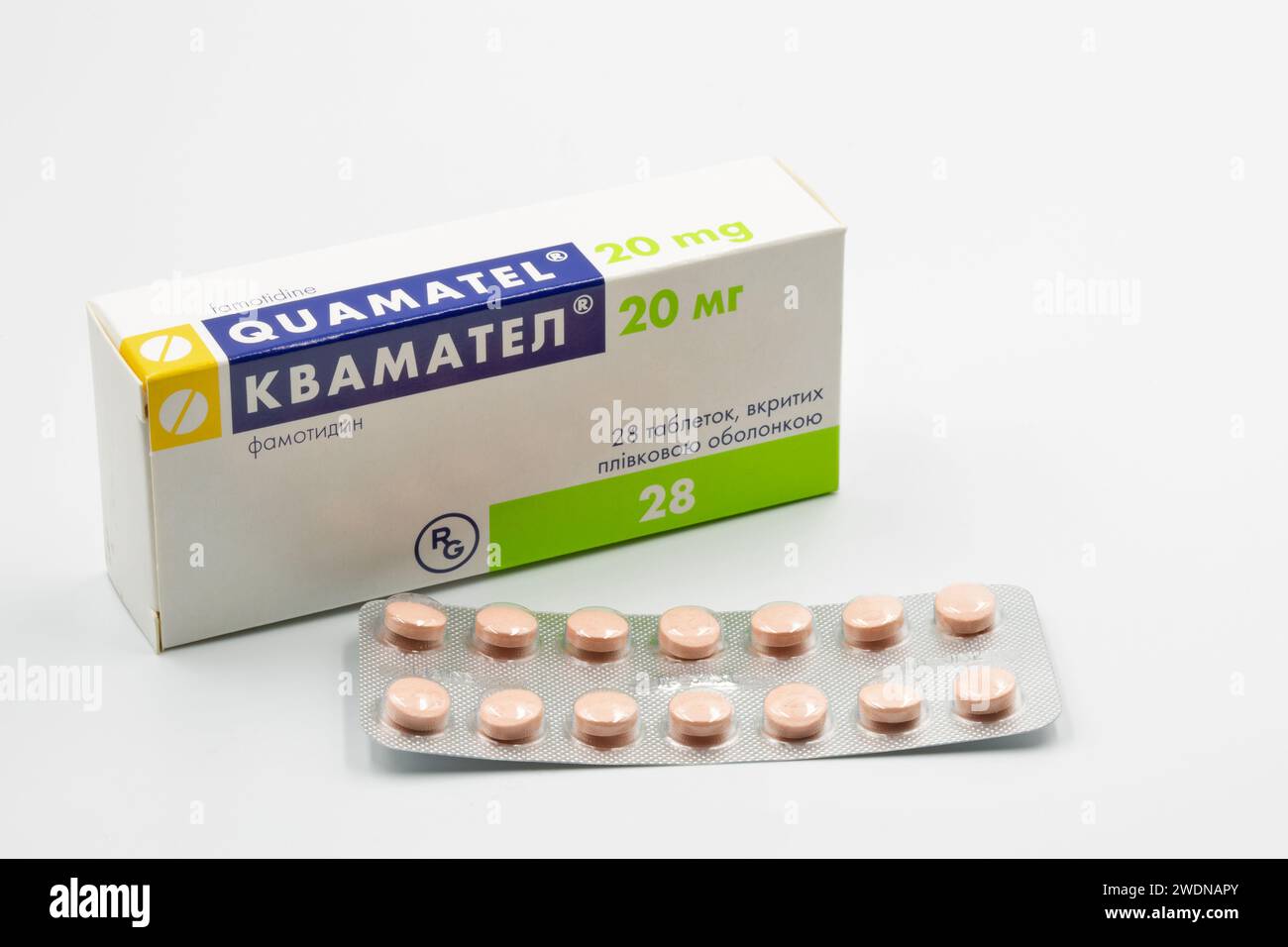 Kyiv, Ukraine - October 24, 2023: Quamatel famotidine by Gedeon Richter ...