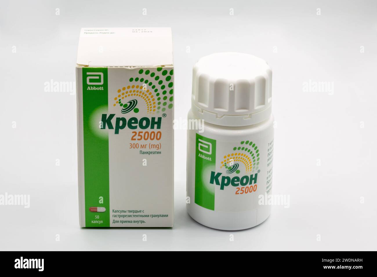 Kyiv, Ukraine - November 04, 2023: Creon pancreatin 25000 drug by ...