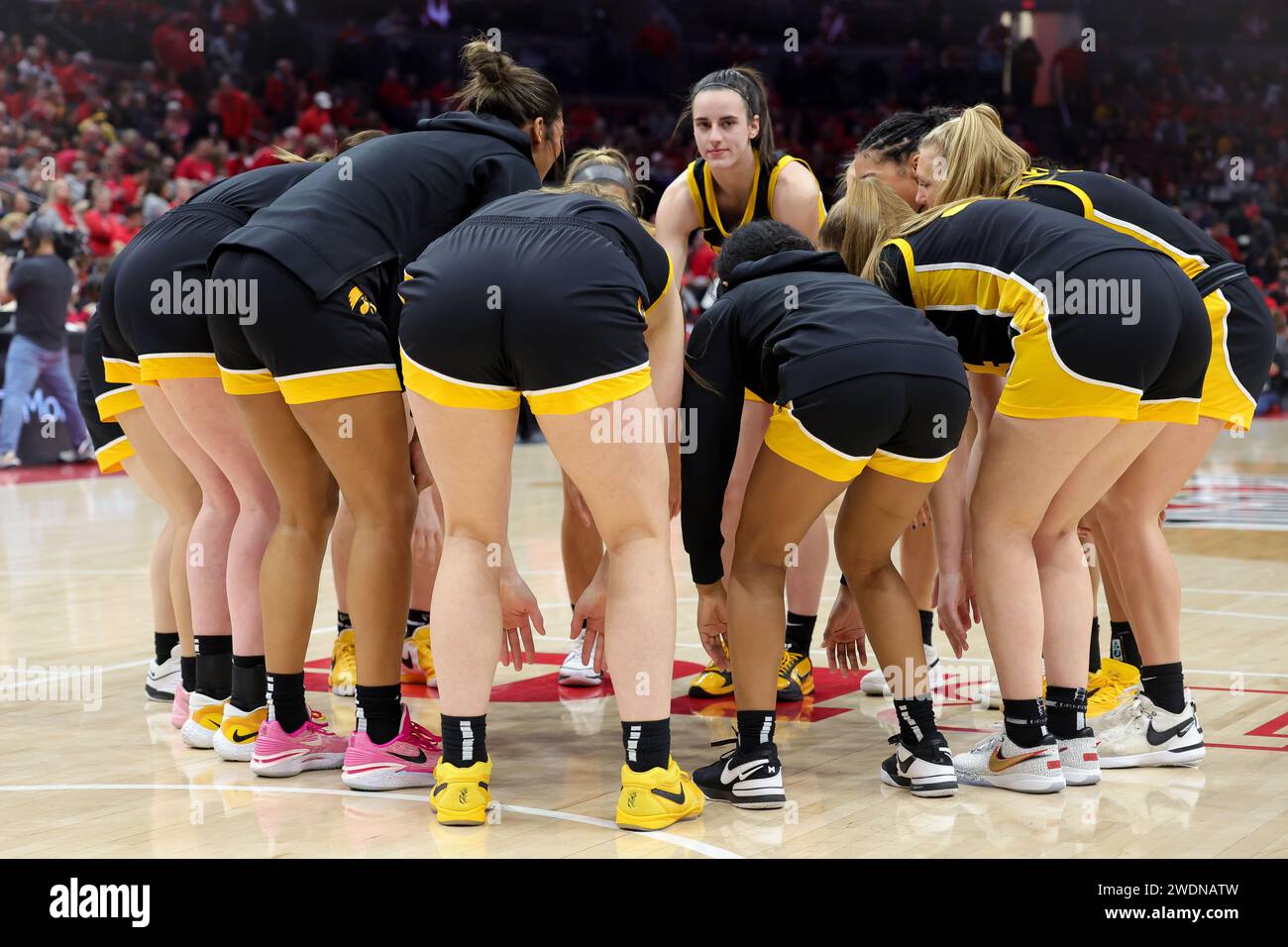 Columbus, Ohio, USA. 21st Jan, 2024. Iowa Hawkeyes players huddle prior ...