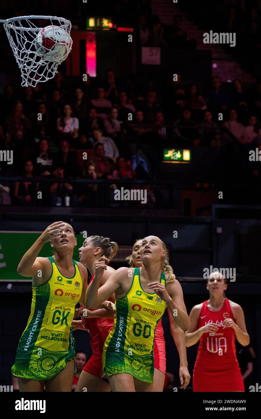 London, UK. 21st Jan, 2024. Courtney Bruce (GK, GD Australia) and Jo ...