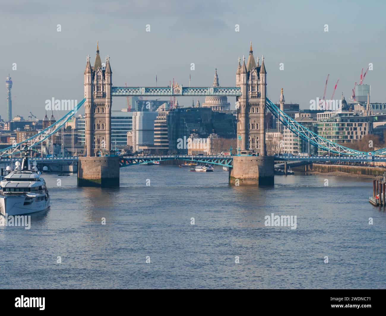 Aerial view of the Iconic Tower Bridge connecting Londong with ...