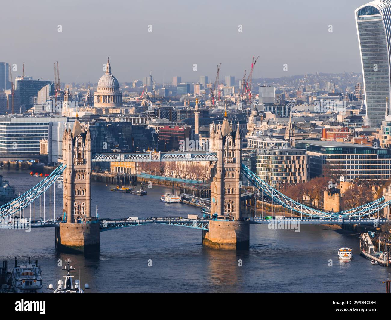 Aerial view of the Iconic Tower Bridge connecting Londong with ...