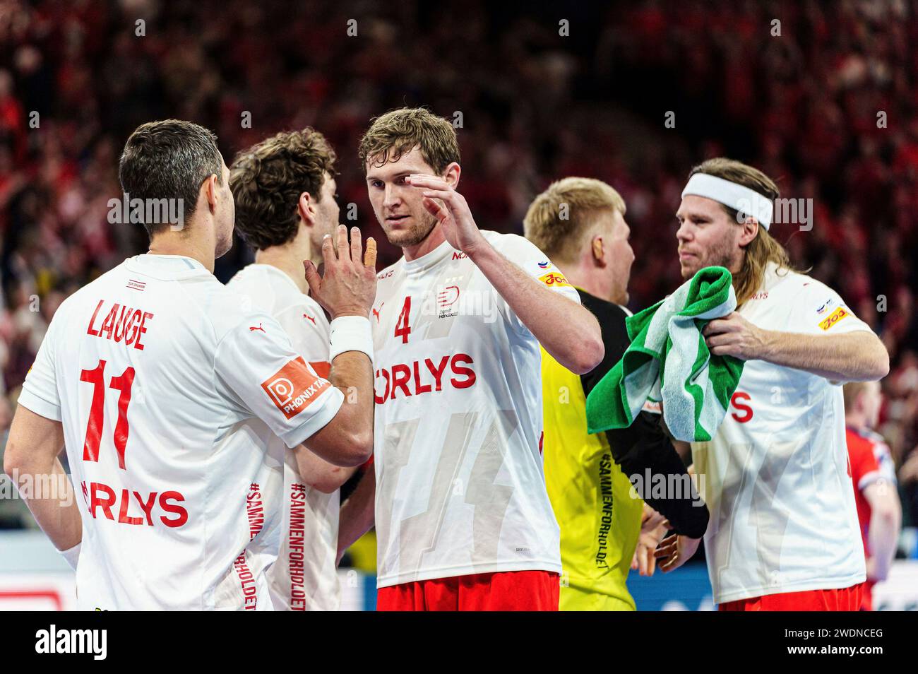 Hamburg, Deutschland. 21st Jan, 2024. Daenemark jubelt/Jubel nach Sieg/Spielende GER, Norwegen ...