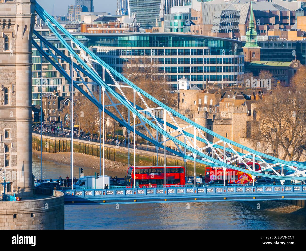 Aerial view of the Iconic Tower Bridge connecting Londong with ...