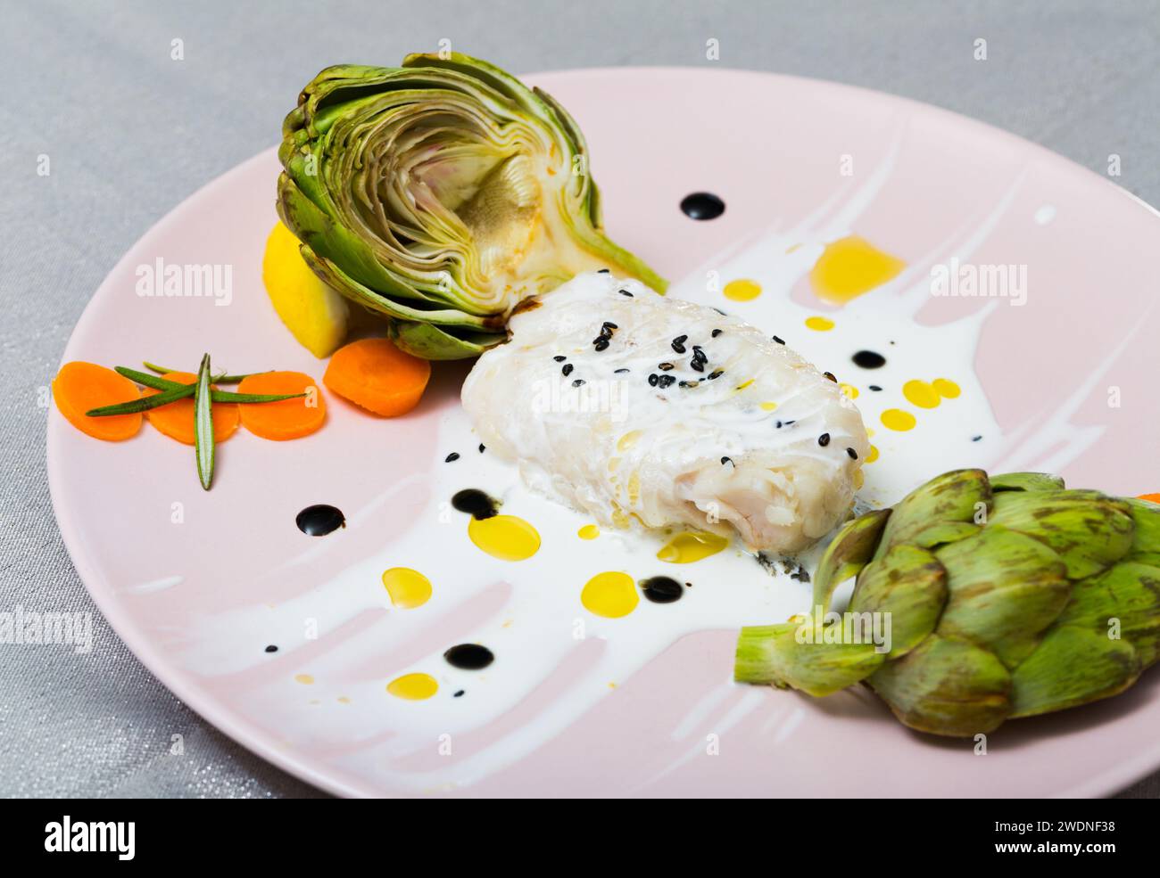 Recipe of stewed hake Provencal Stock Photo - Alamy