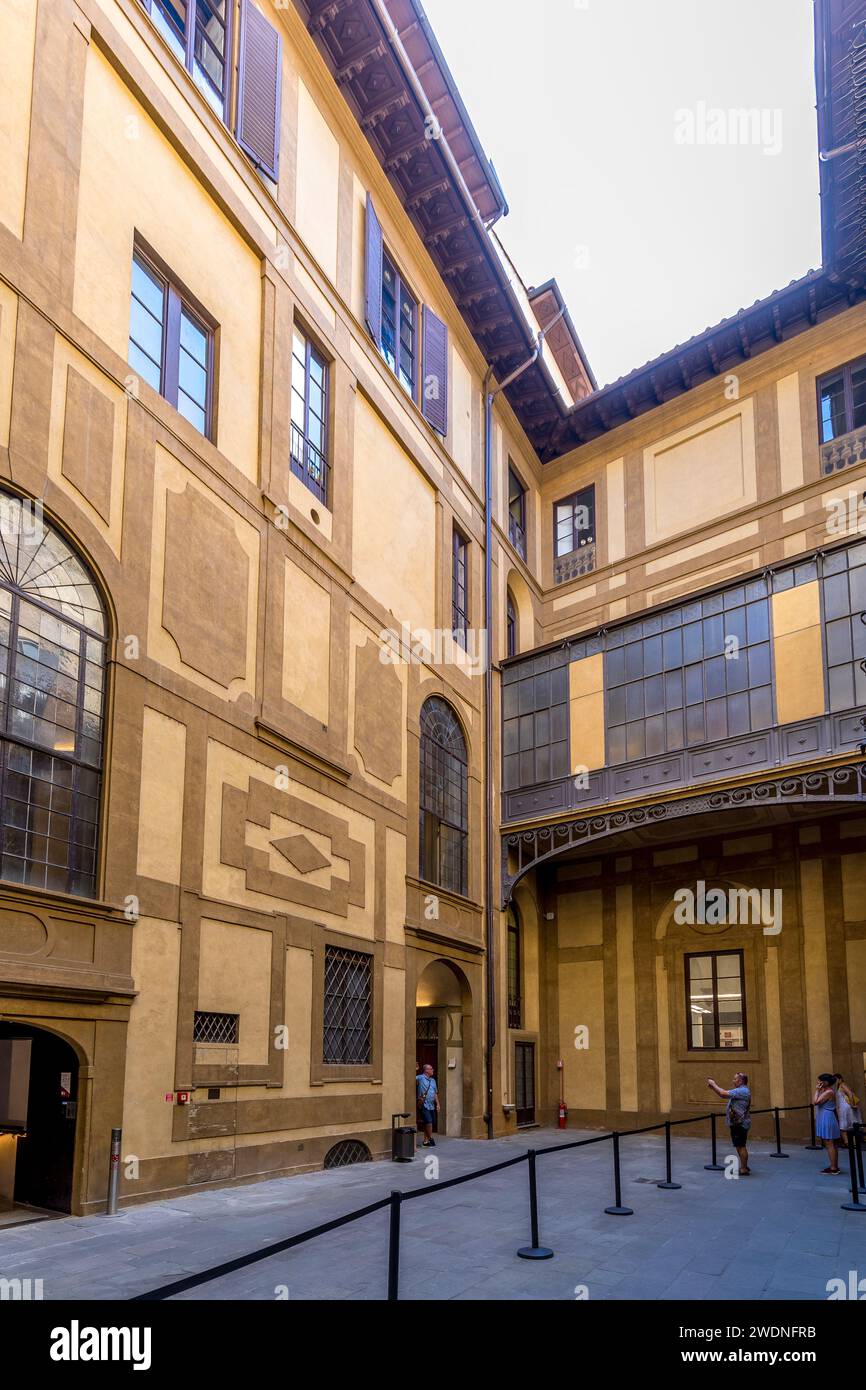 Florence, Italy - July 2023, 15: The courtyard of the Palazzo Medici ...