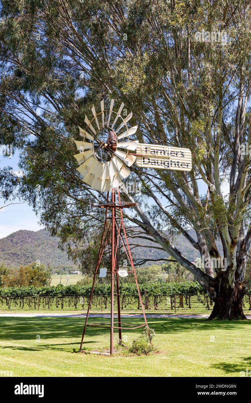 Mudgee wine region and vineyard in Australia, Farmers Daughter sign on ...