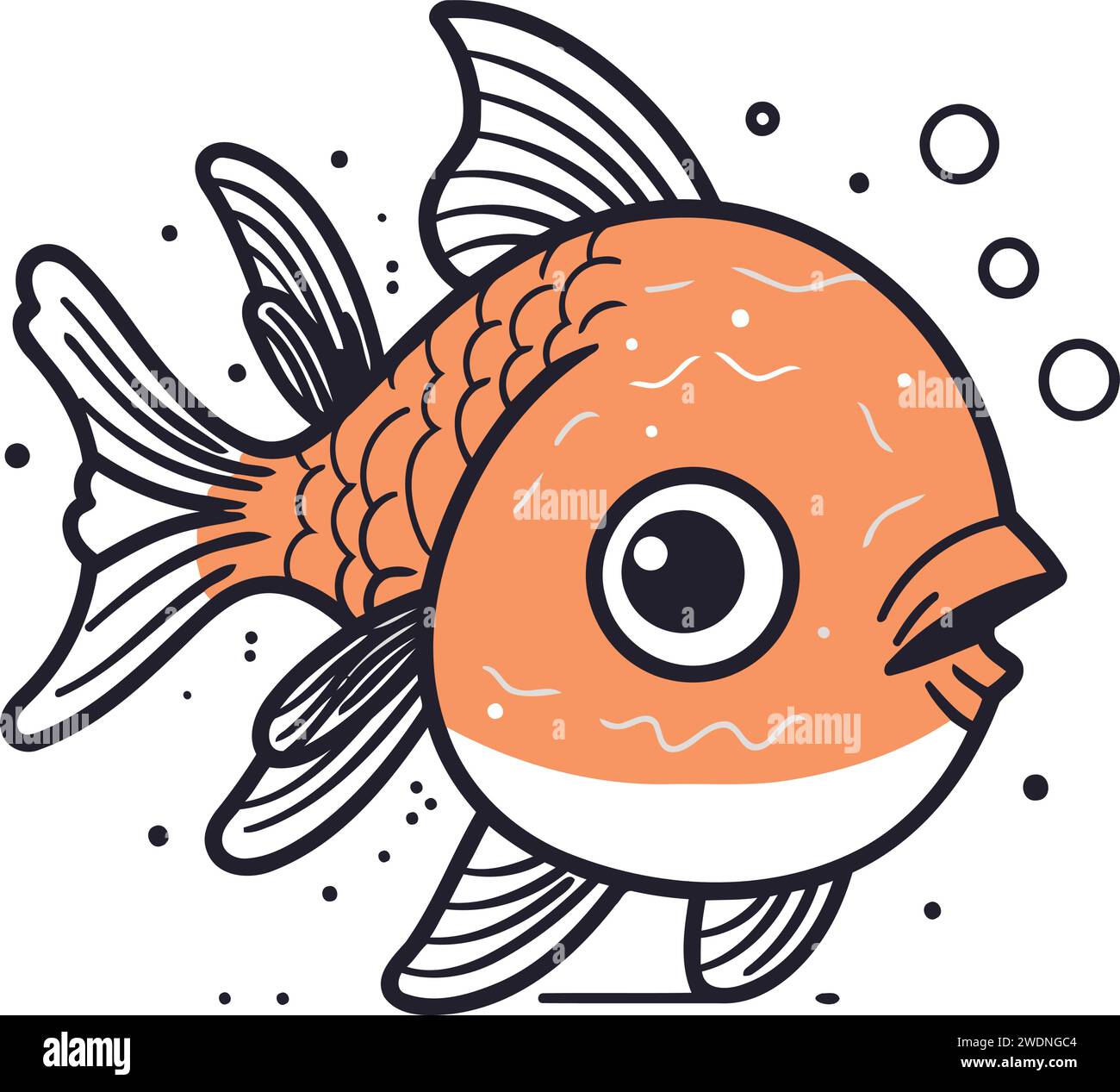 Cute cartoon fish. Vector illustration in doodle style Stock Vector ...
