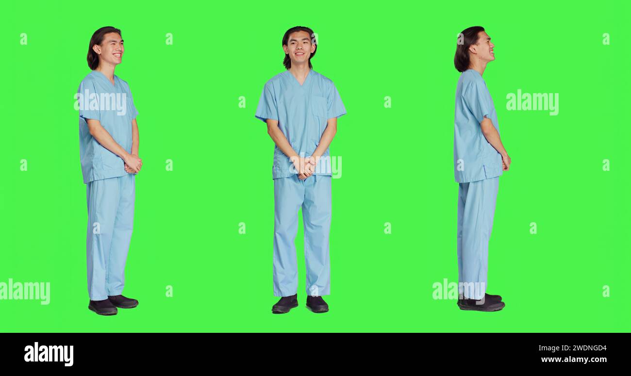 Young nurse specialist posing on camera with confidence, wearing ...
