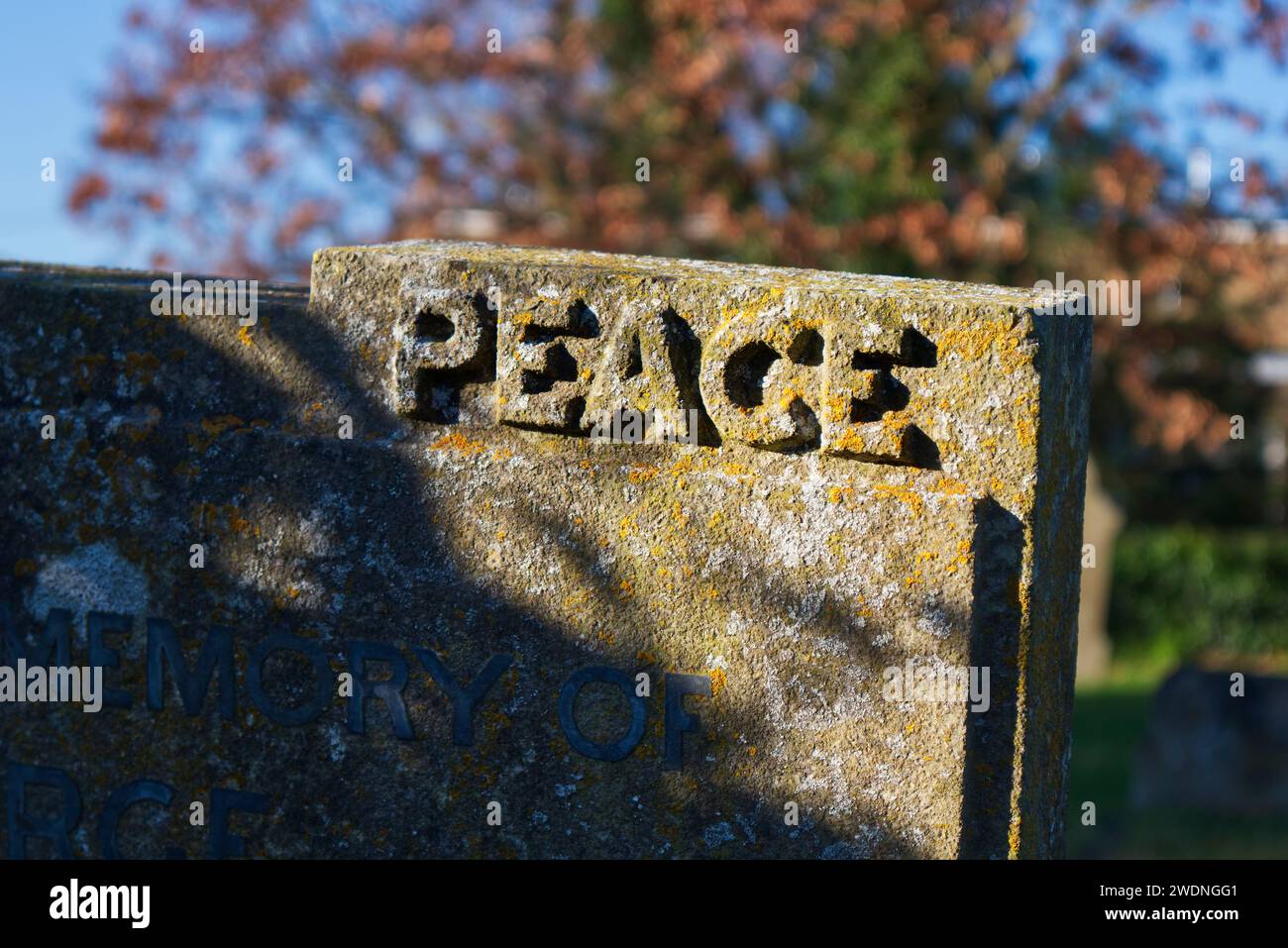 'Peace' Written on a Gravestone in Fenstanton, Cambridgeshire Stock ...