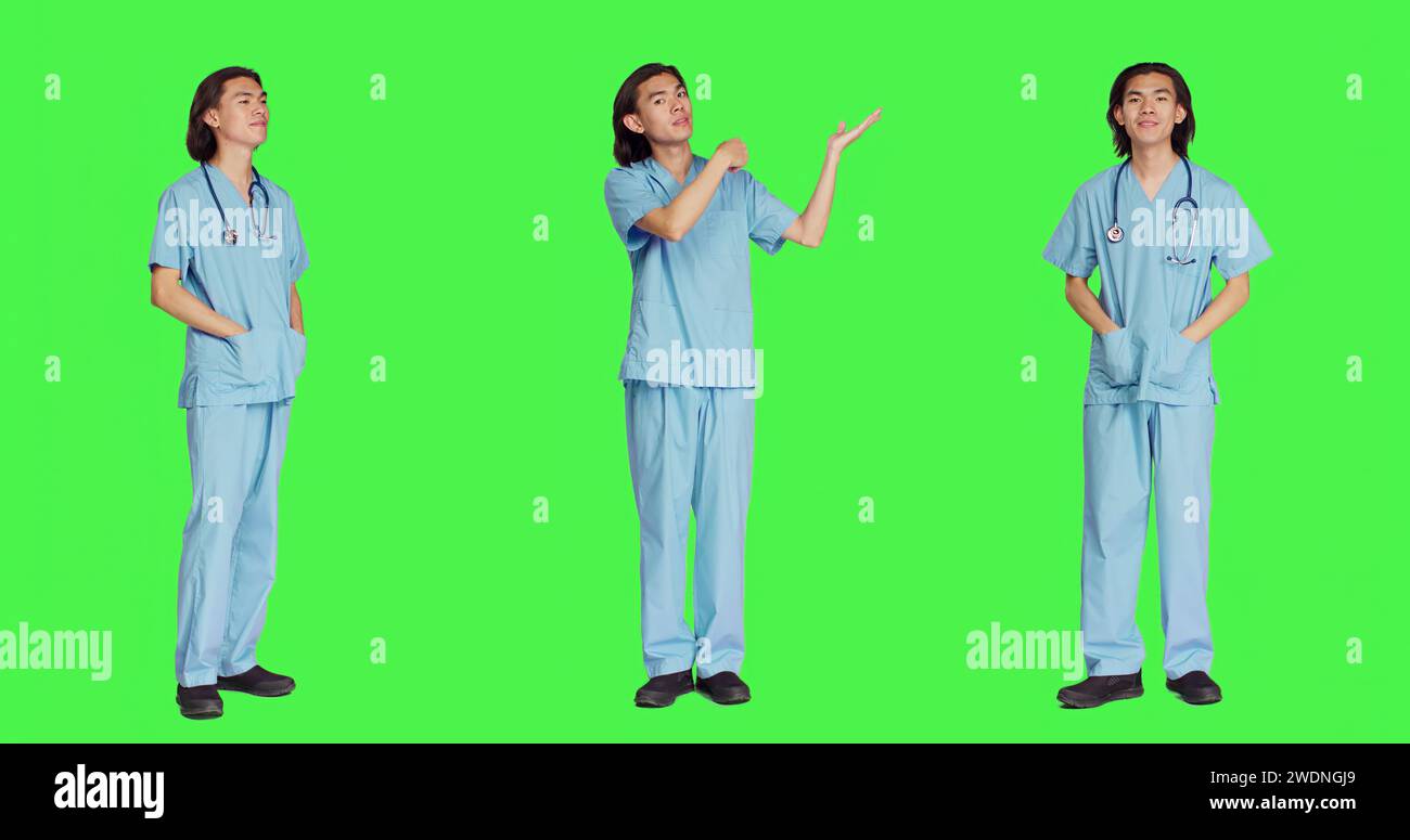 Working in medical industry, male specialist doing ad commercial ...