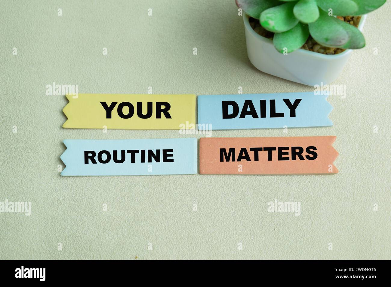 Concept of Your Daily Routine Matters write on sticky notes isolated on ...