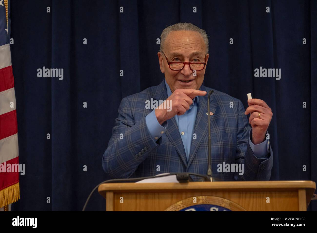 New York, United States. 21st Jan, 2024. Senate Majority Leader, Chuck ...
