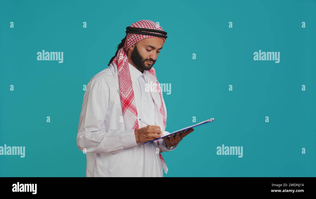 Man looking at checklist illustration hi-res stock photography and ...