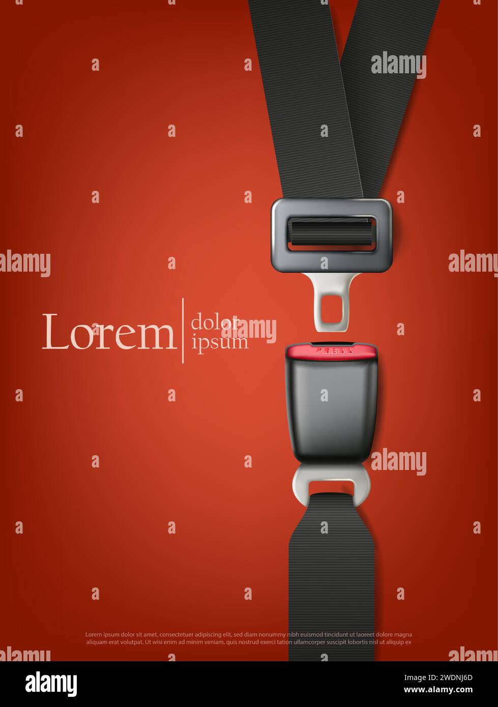 realistic vector illustration. Safety driving concept. Fasten passenger ...