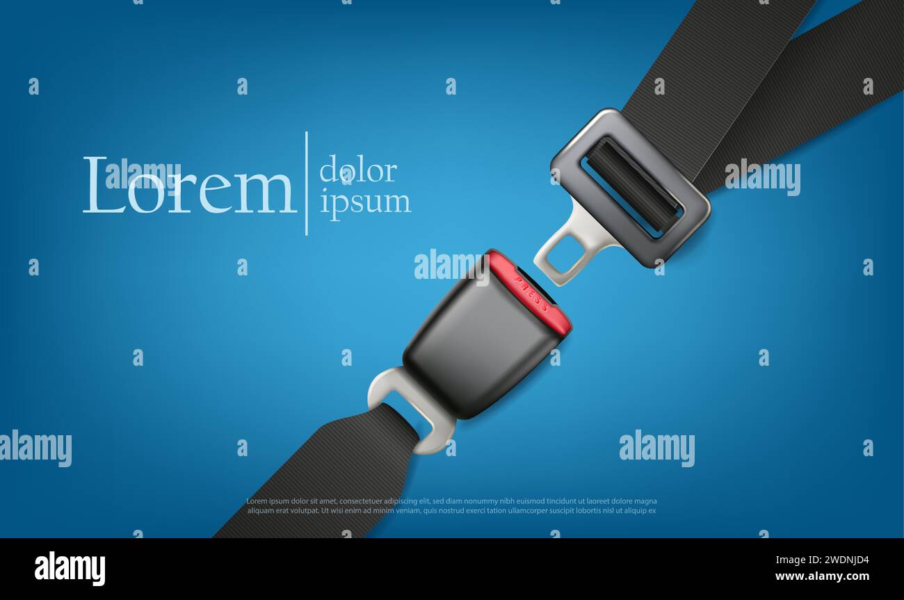 vector illustration. Safety driving concept. Fasten passenger seat belt ...