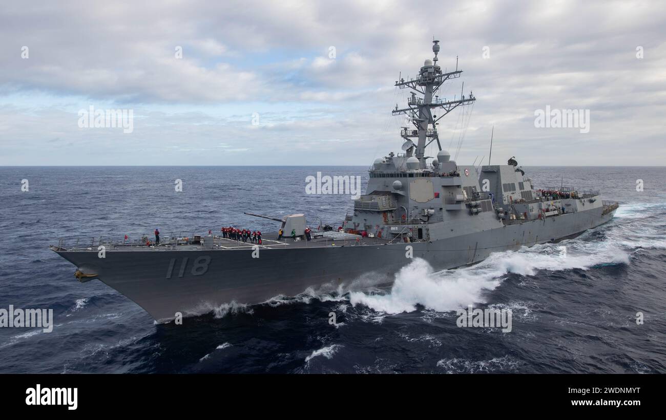 PACIFIC OCEAN (Jan 19, 2024) The Arleigh Burke-class guided-missile ...
