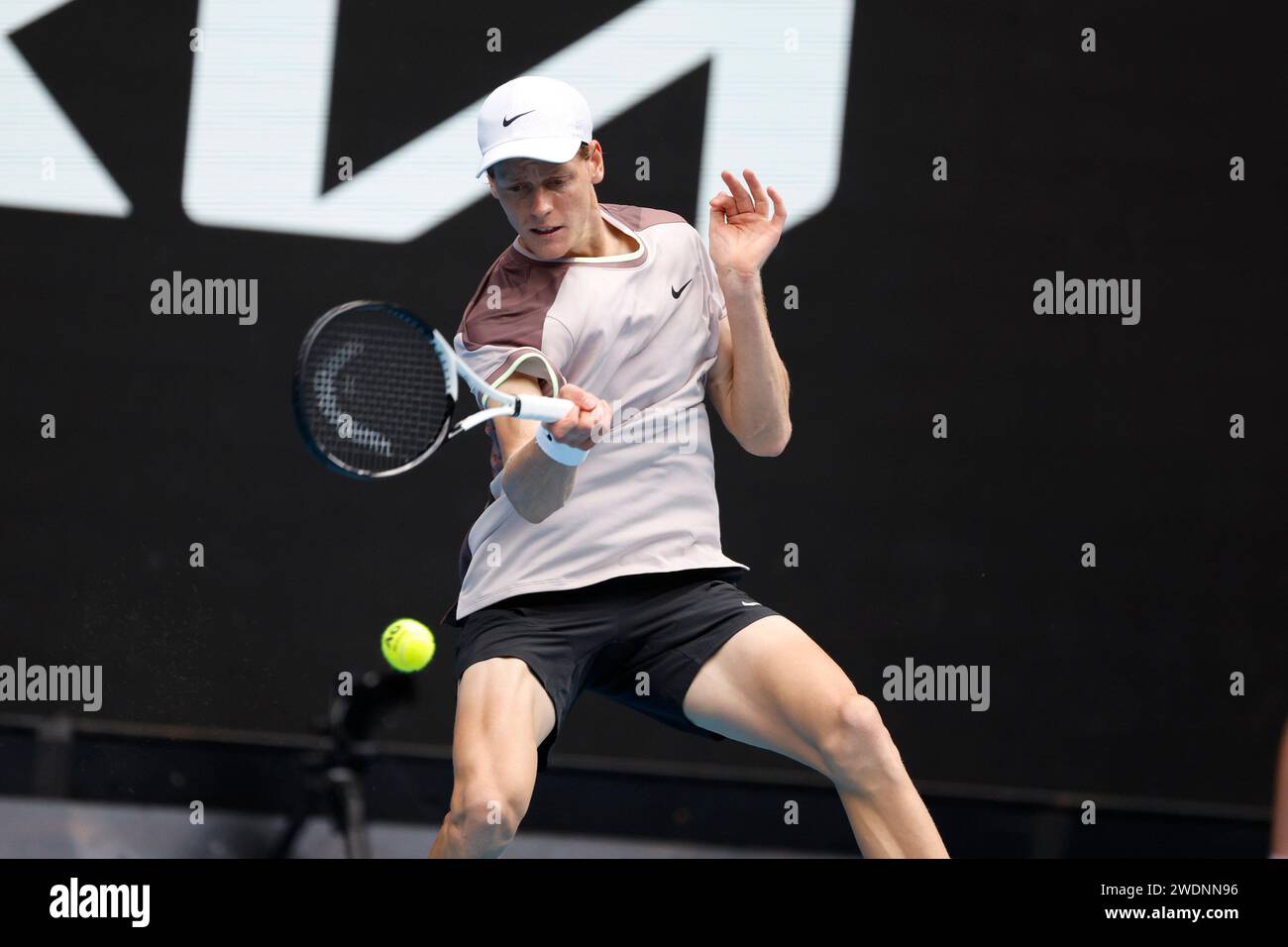 Jannik Sinner ( ITA) during their round four singles match againstKaren Khachanov on day eight ...