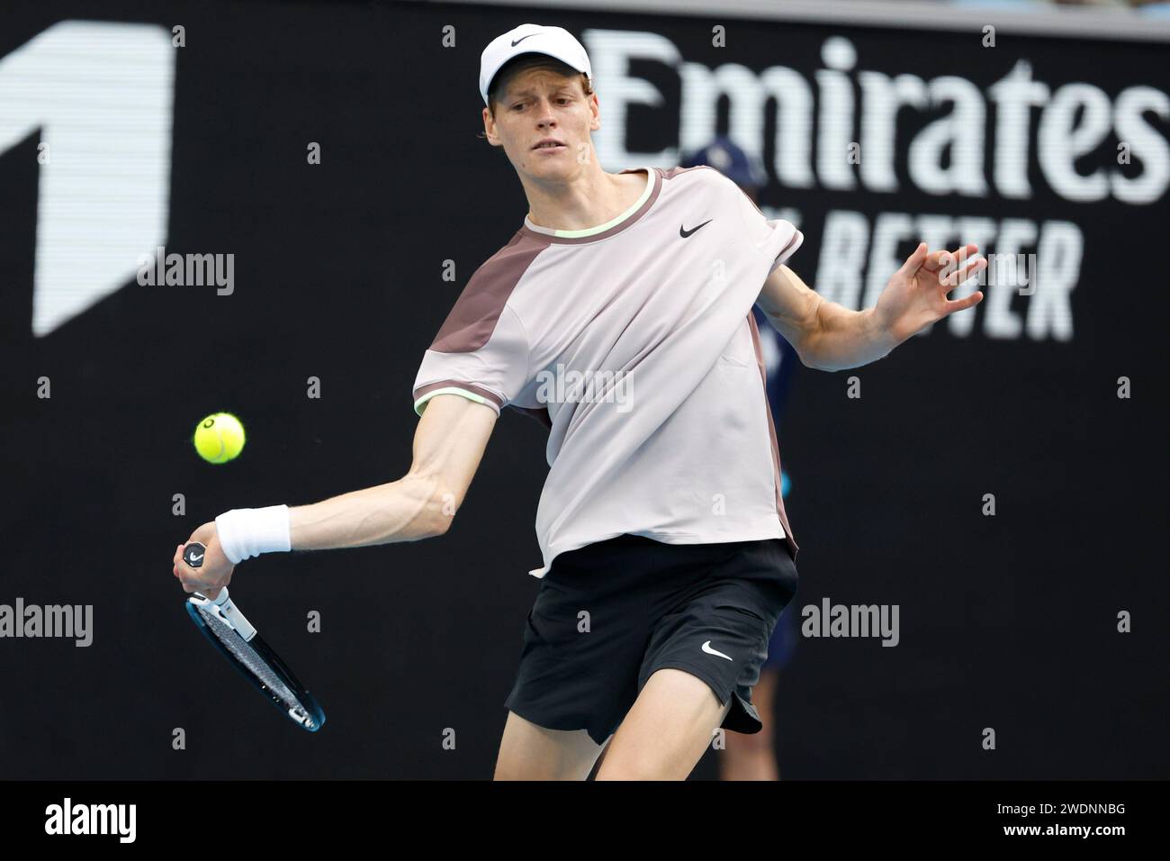 Jannik Sinner ( ITA) during their round four singles match againstKaren Khachanov on day eight ...