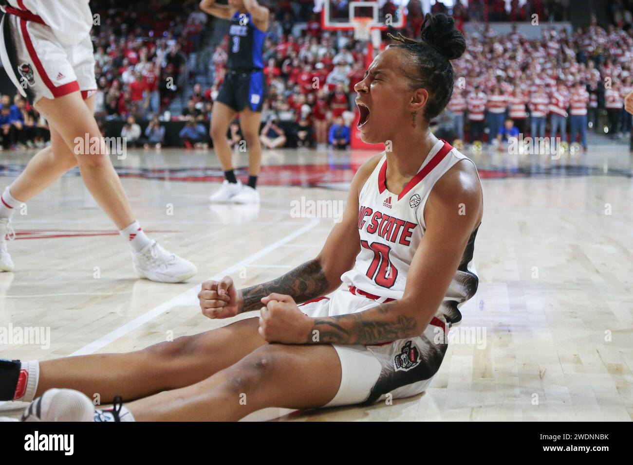 RALEIGH, NC - JANUARY 21: NC State Wolfpack guard Aziaha James (10 ...