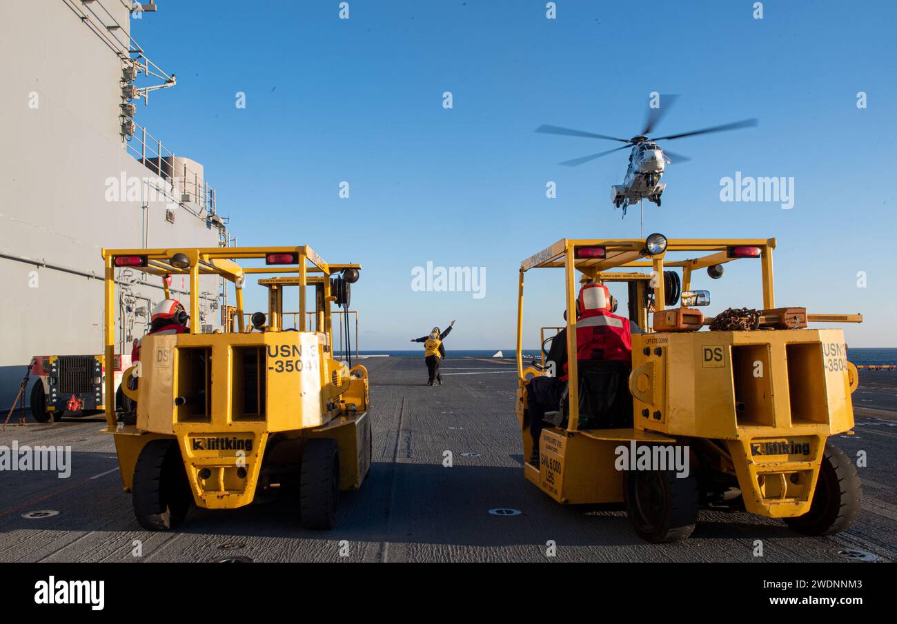 EAST CHINA SEA (January 15, 2024) Sailors assigned to the forward ...