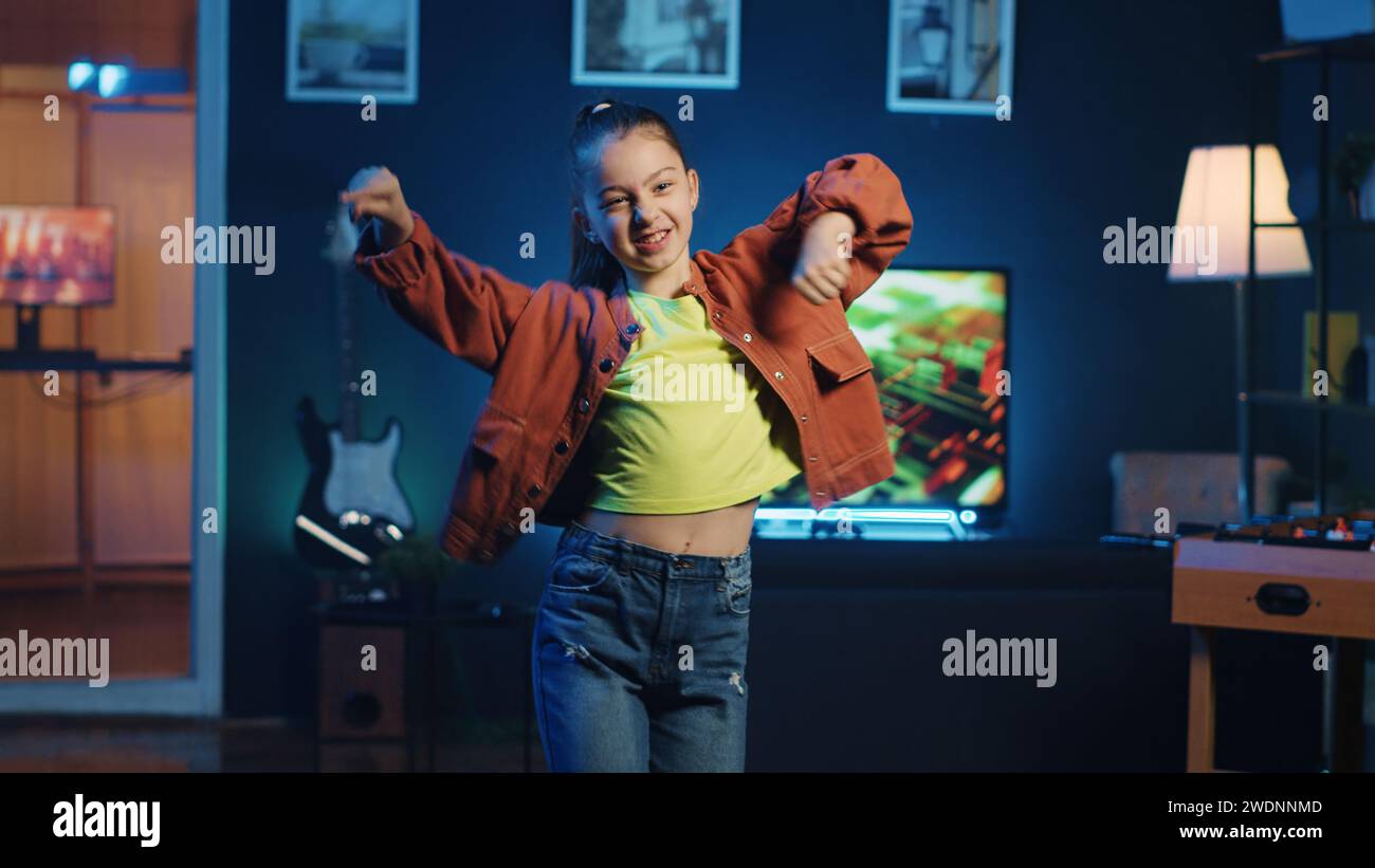 Children content creator using professional recording equipment to film ...