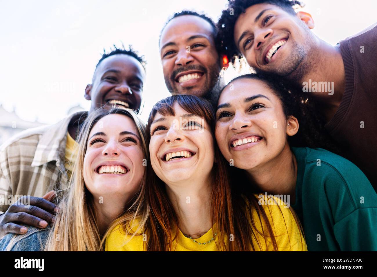 Young group of happy people having fun together on summer vacation ...