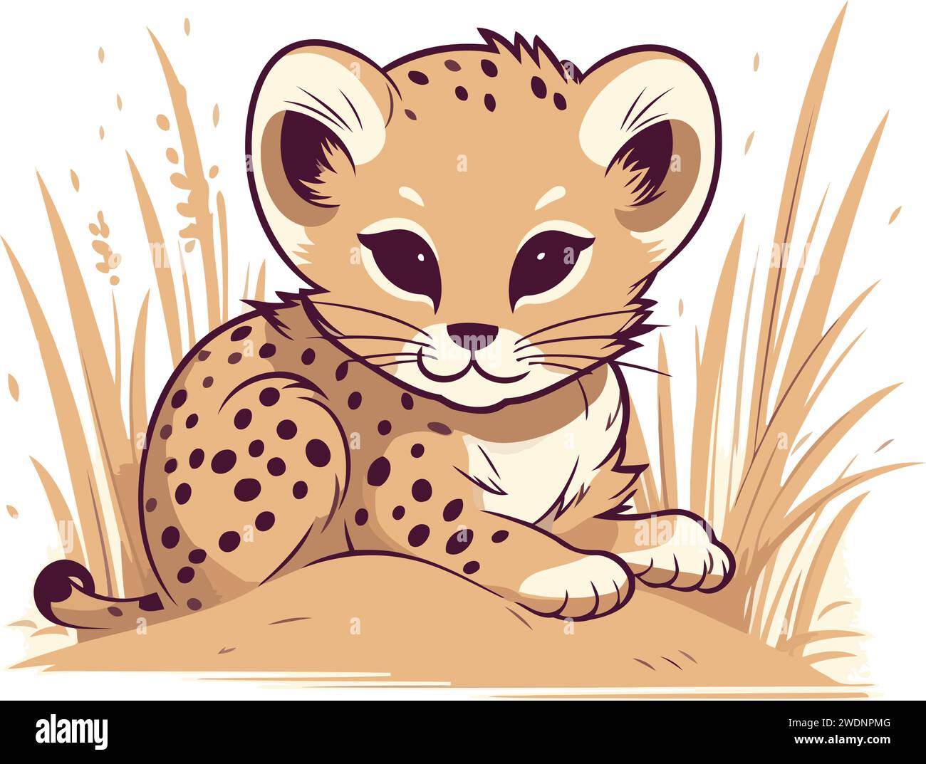Cheetah sitting in grass Stock Vector Images - Alamy