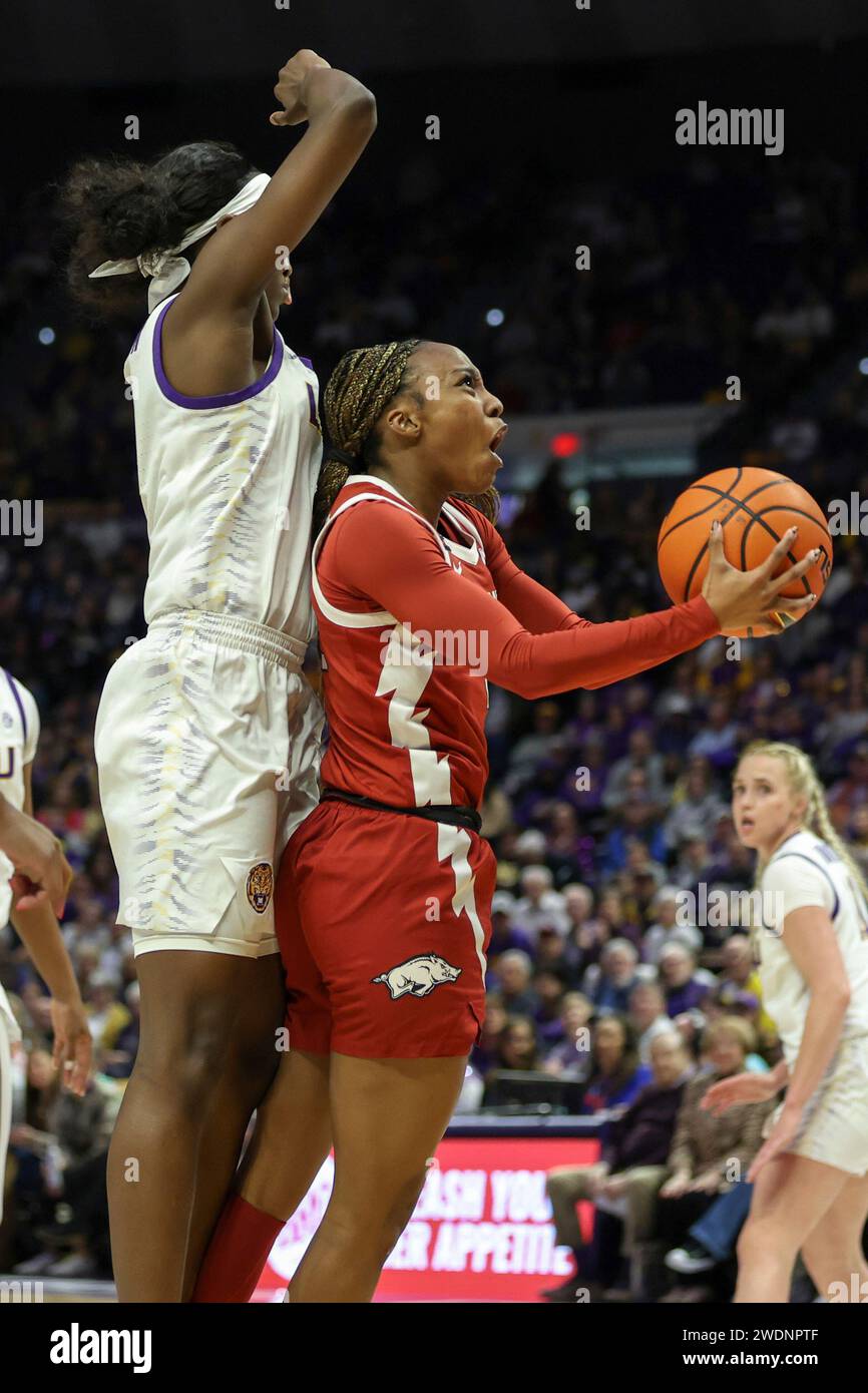 January 21, 2024: Arkansas' Samara Spencer (2) tries to drive to the ...