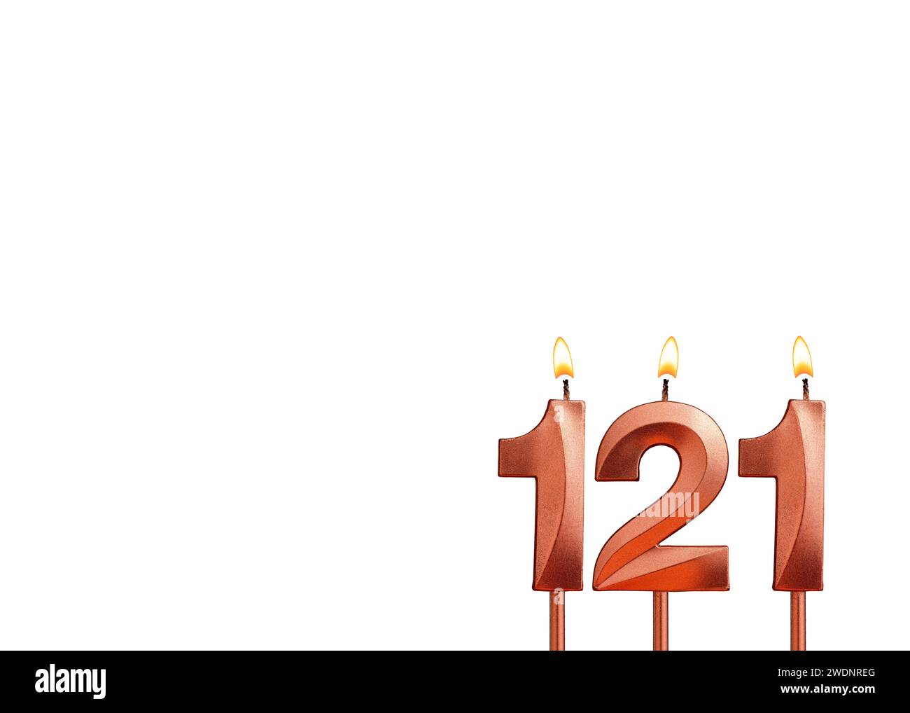 Birthday candle number 121 on white background Stock Photo - Alamy