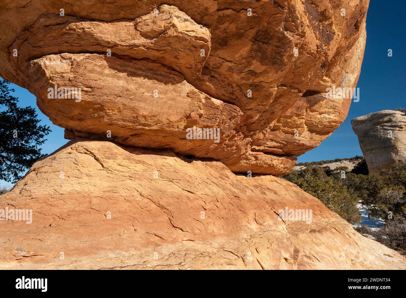 Closeup of the balance point of Glade Park, Colorado's Miracle Rock ...