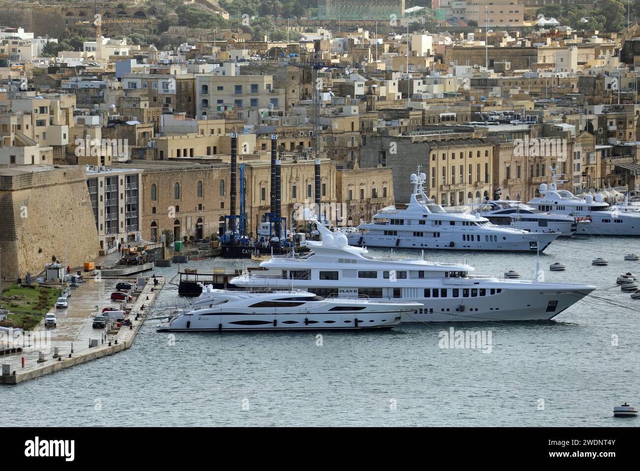Superyachts in the Grand Harbour Marina of Malta Stock Photo - Alamy