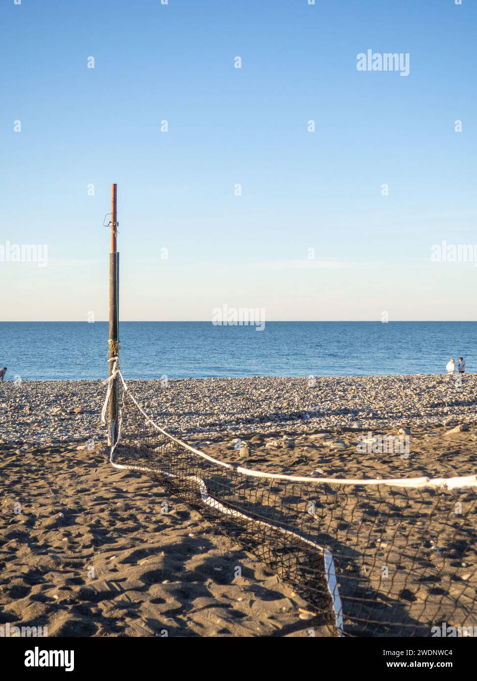 Fallen volleyball net on the beach. The concept of winter at the Black ...