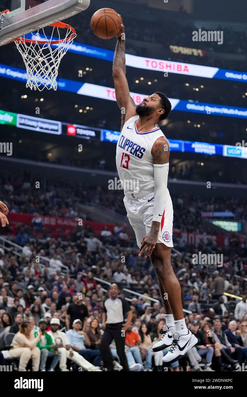 Los Angeles Clippers forward Paul George (13) dunks during the first ...