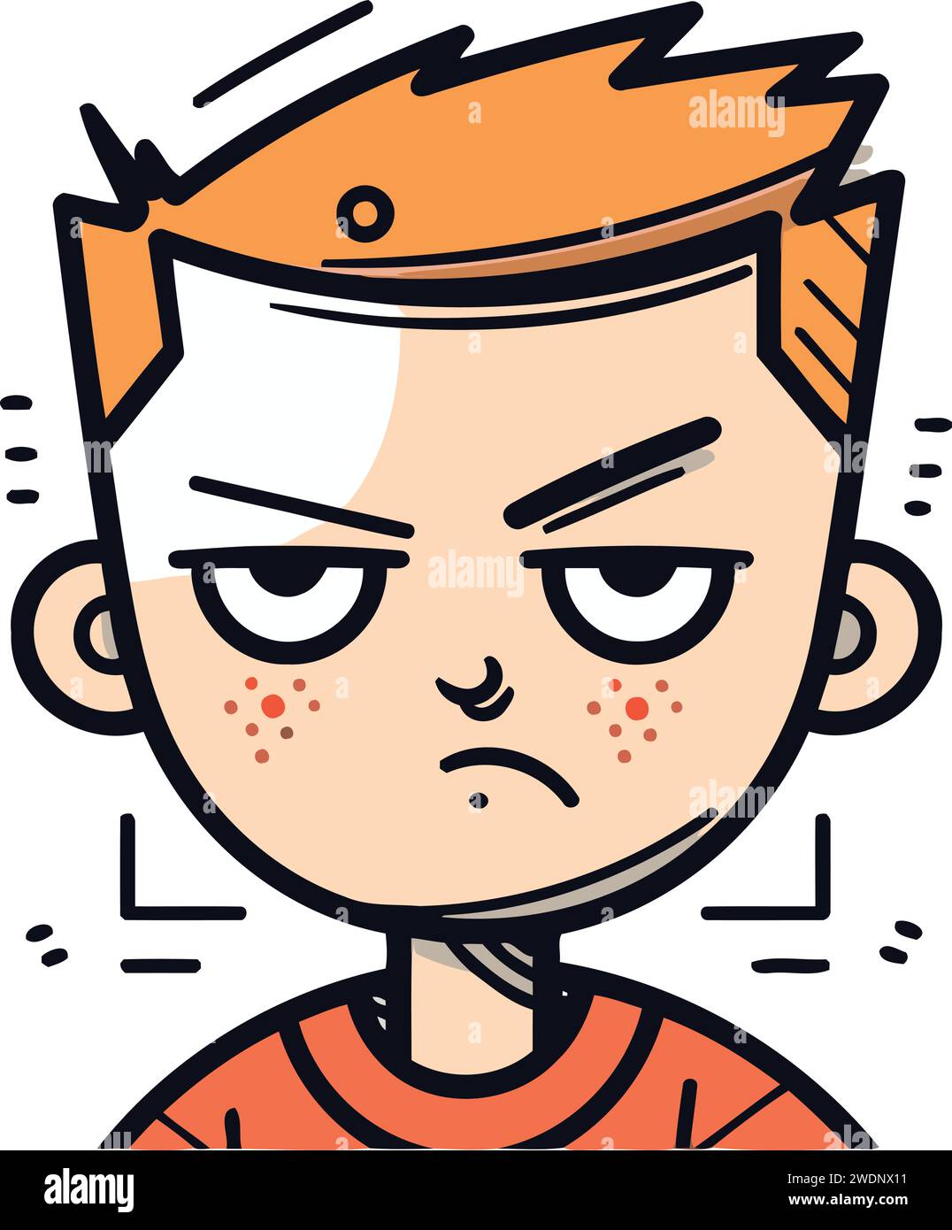 Angry boy cartoon character. Vector illustration in line art style ...