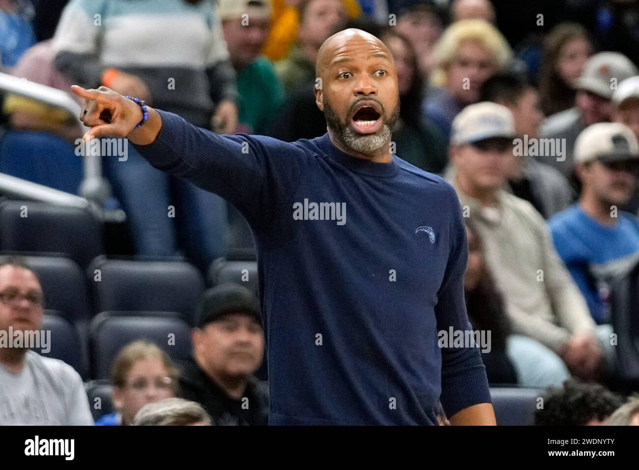 Orlando Magic head coach Jamahl Mosley directs players on the court ...