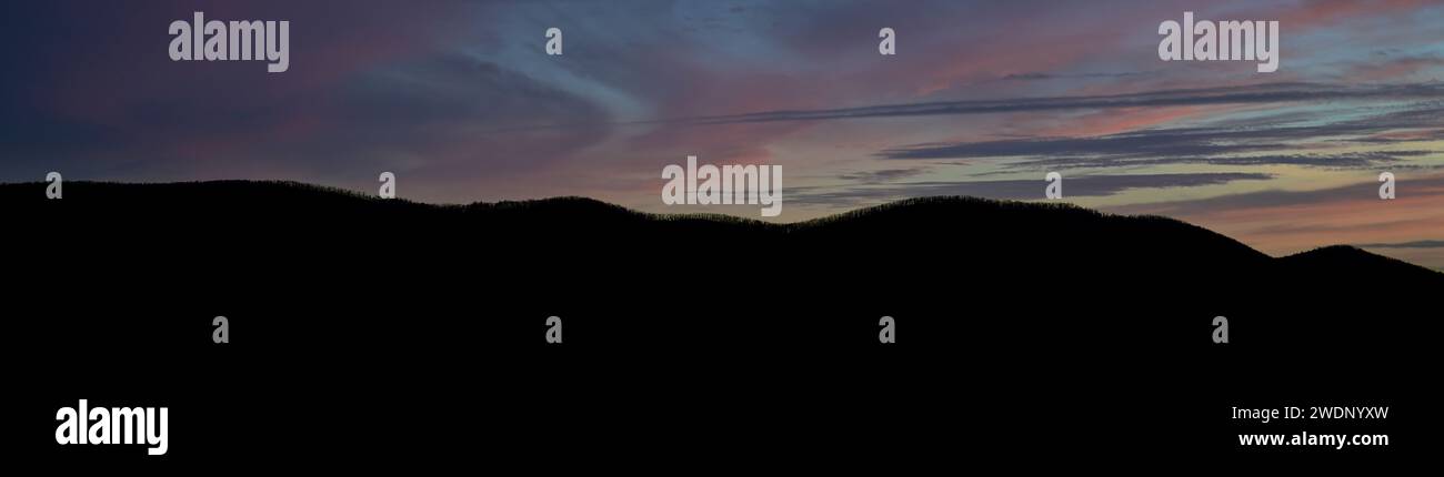 Panorama sillhouette of a ridgeline in the Pownal Valley of Vermont's ...