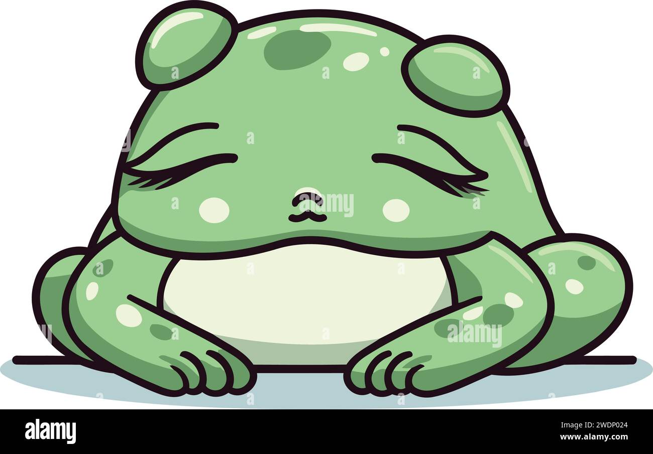 Cute frog sleeping. Vector illustration isolated on a white background ...