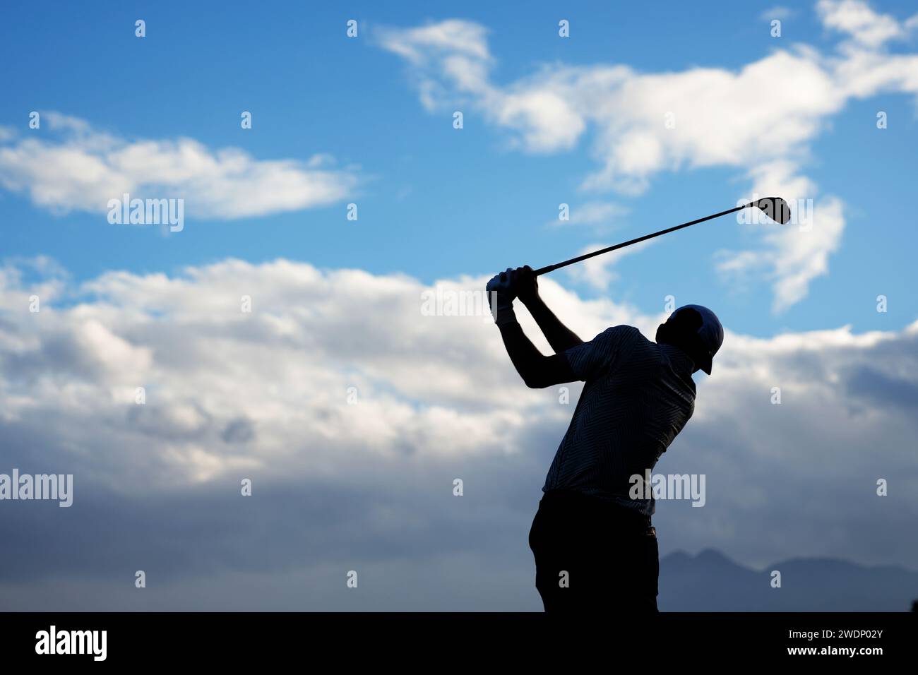 Nick Dunlap hits his tee shot on the 18th hole of the Pete Dye Stadium ...