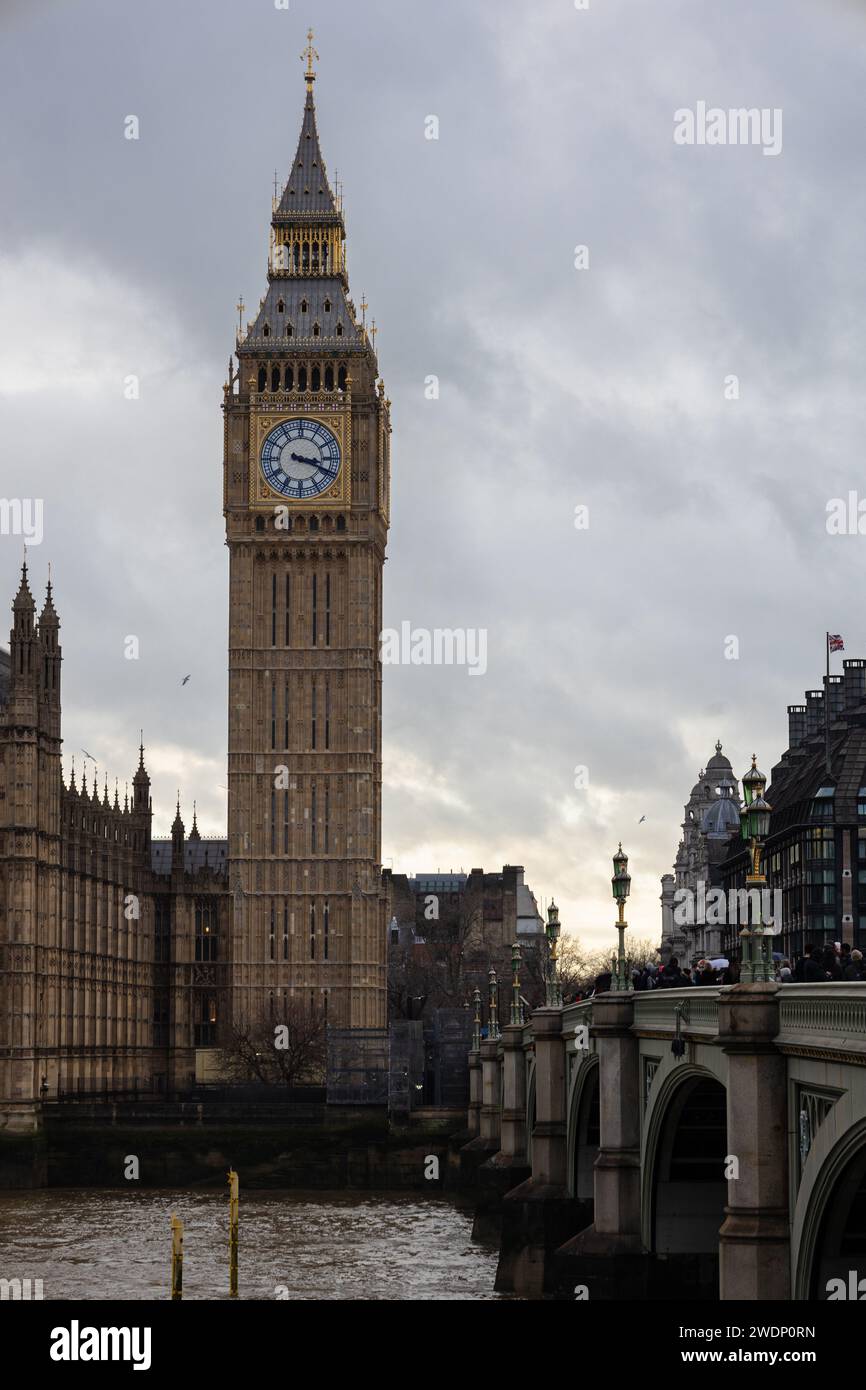 The Westminster Bridge pointing towards Big Ben in London, England ...